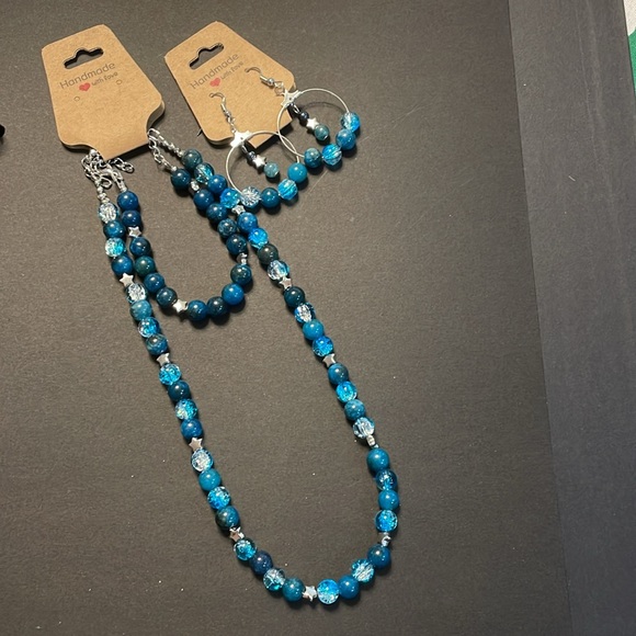 Handmade | Jewelry | Handmade Blue Beaded Jewelry Set | Poshmark